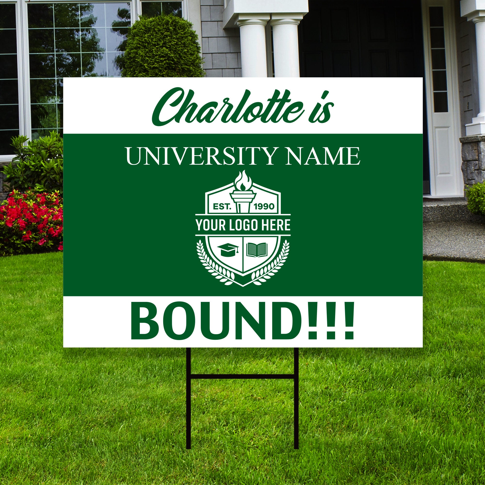 Personalized College Bound Yard Sign, College Logo Sign, Custom ...