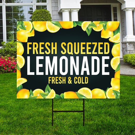 Fresh Squeezed Lemonade Yard Sign Coroplast Long Lasting - Etsy
