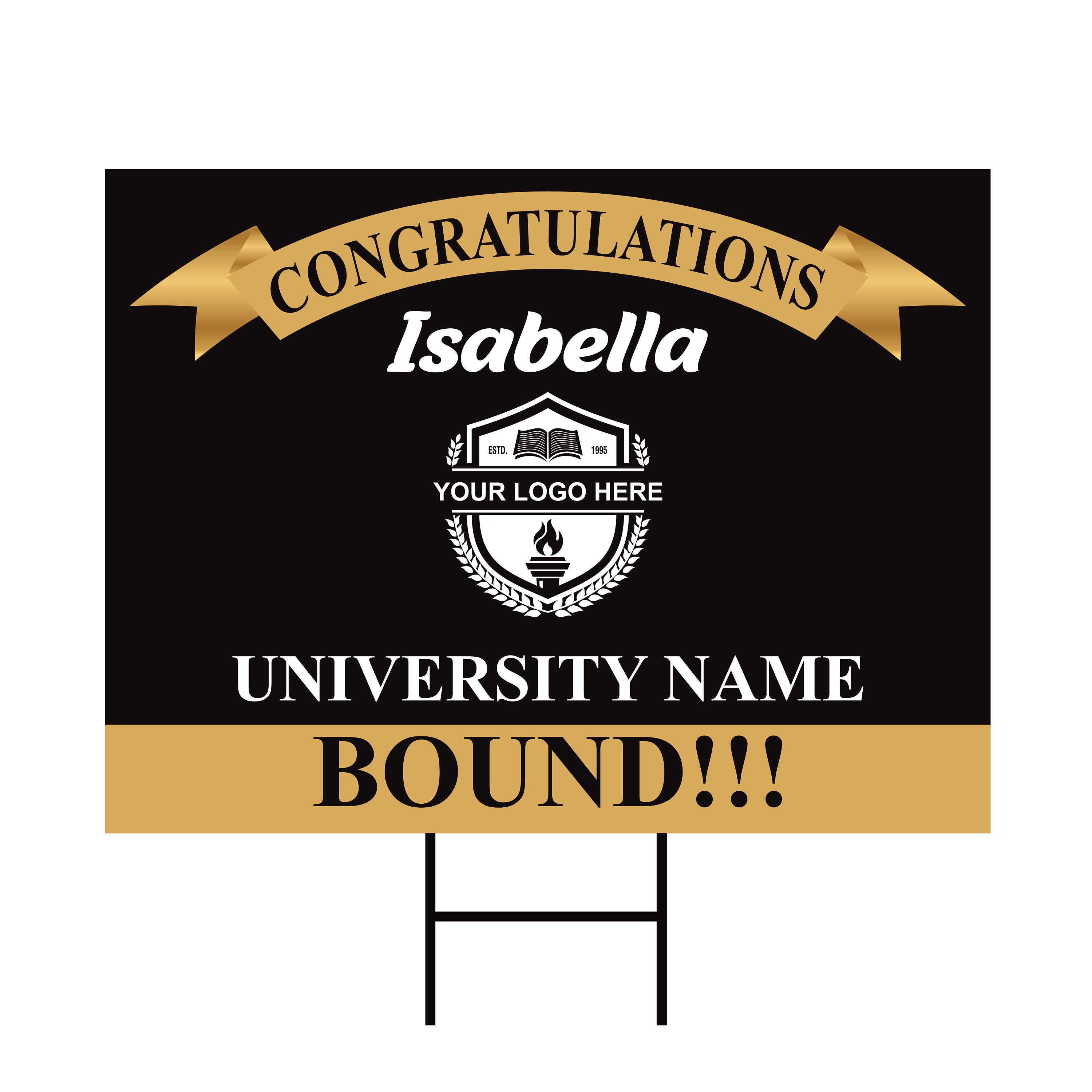 Personalized College Bound Yard Sign, College Logo Sign, Custom ...