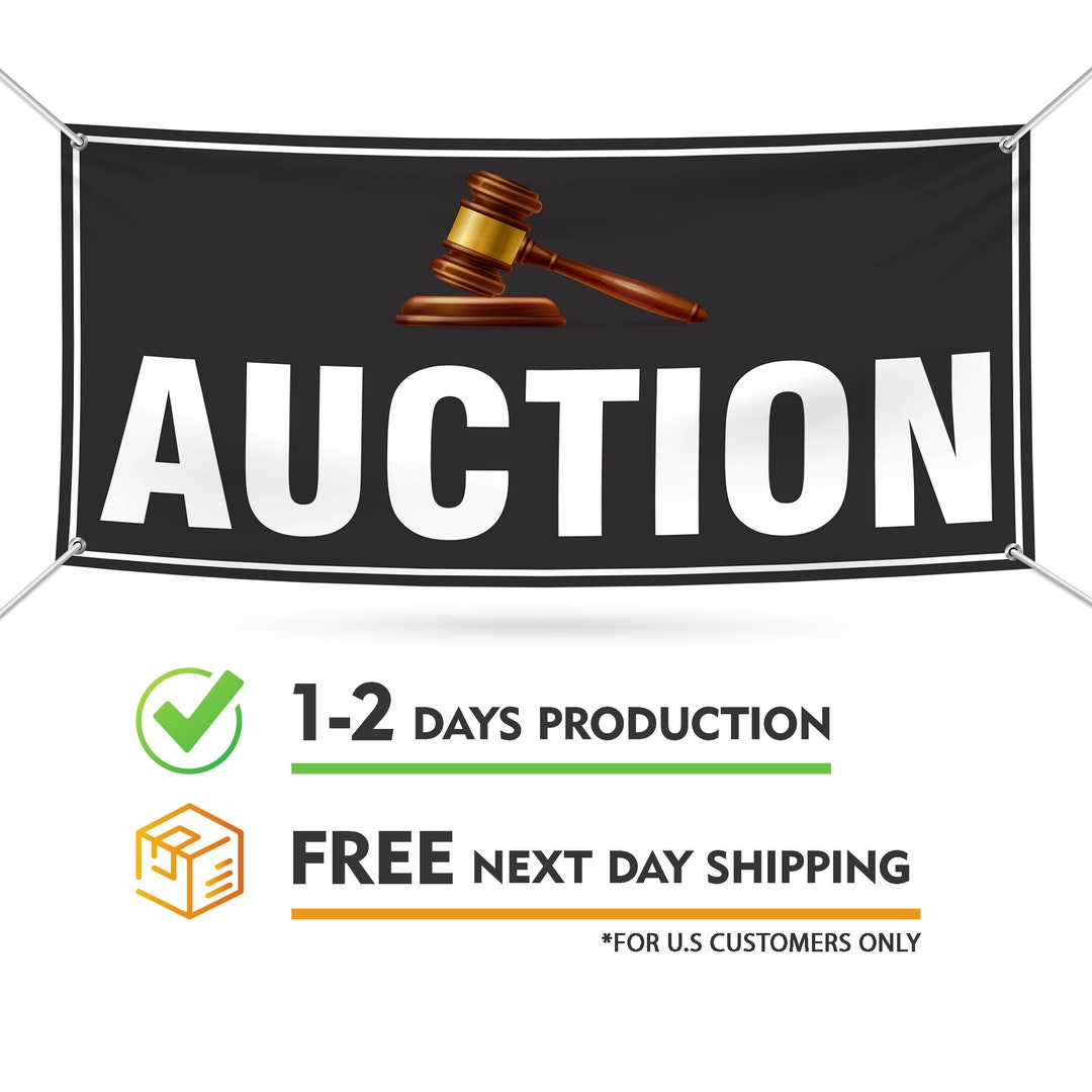 Auction Banner Sign 13 Oz Heavy Duty Waterproof Auction Vinyl Banner ...