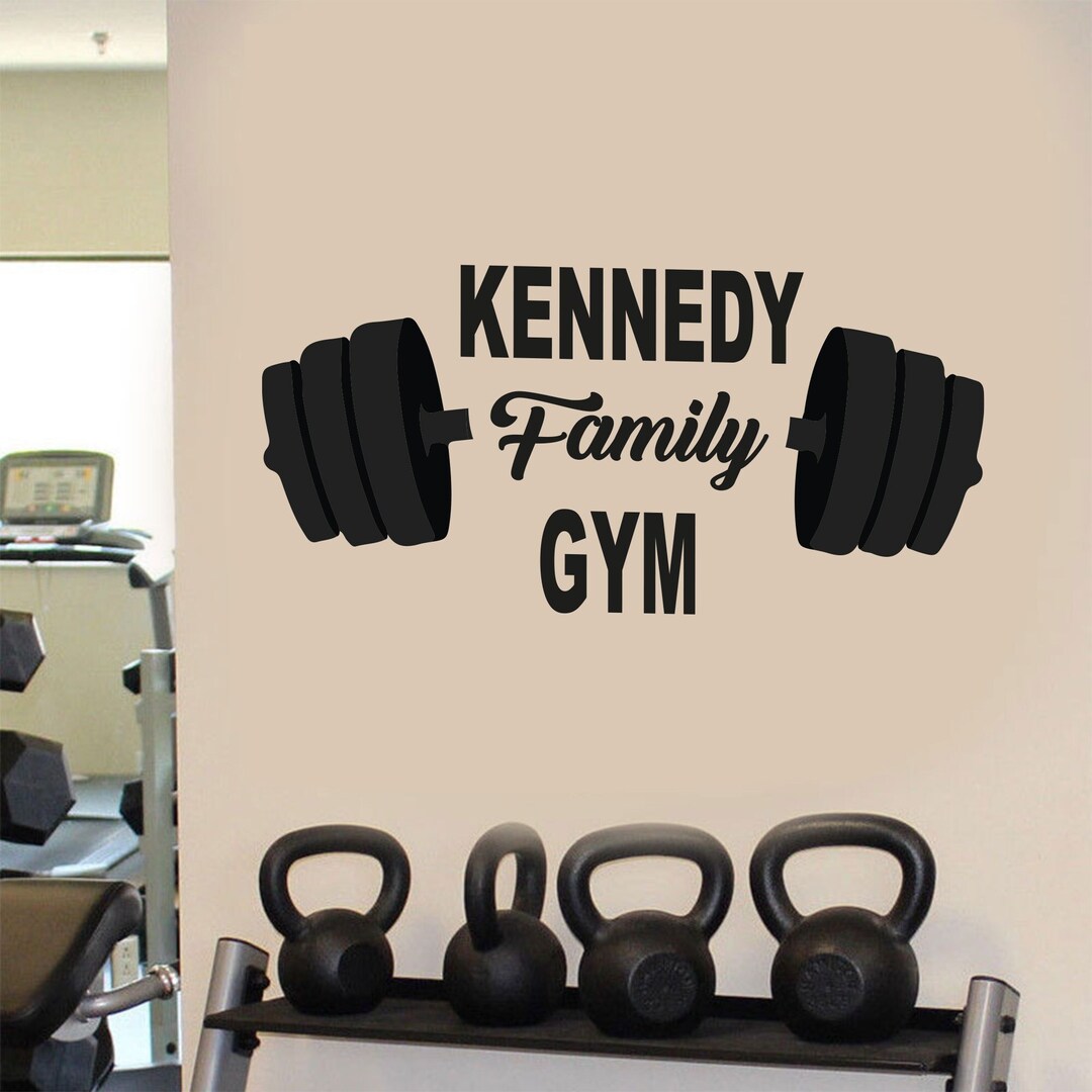 Personalized Name Gym Wall Decal Weight Room Custom Name Gym Barbell ...