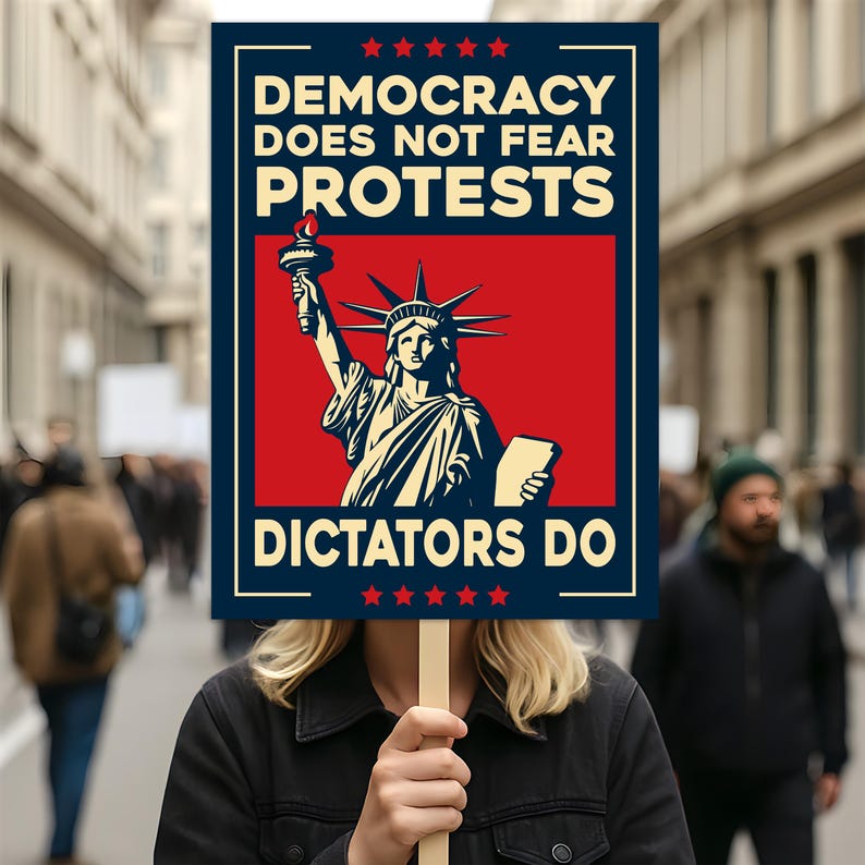 Statue of Liberty Protest Sign, Anti-trump, No Kings in America ...