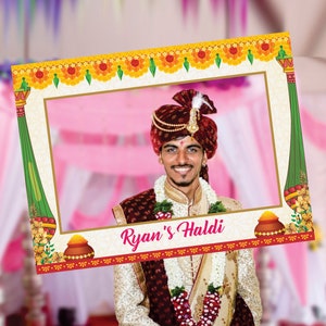 Personalized Haldi Selfie Frame, Haldi Selfie Frame, Photo Booth Haldi ...