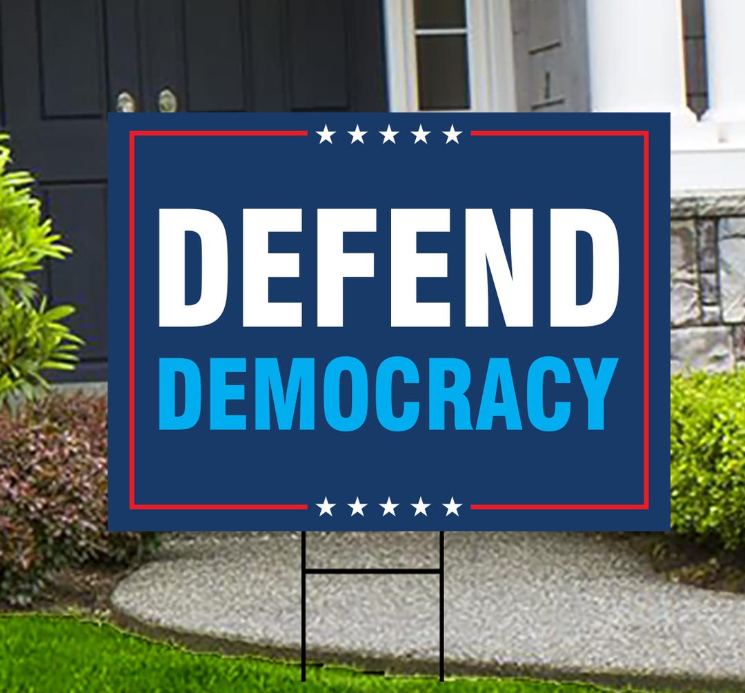 Defend Democracy Yard Sign - Resist Hate Lawn Sign, Anti-trump Sign ...