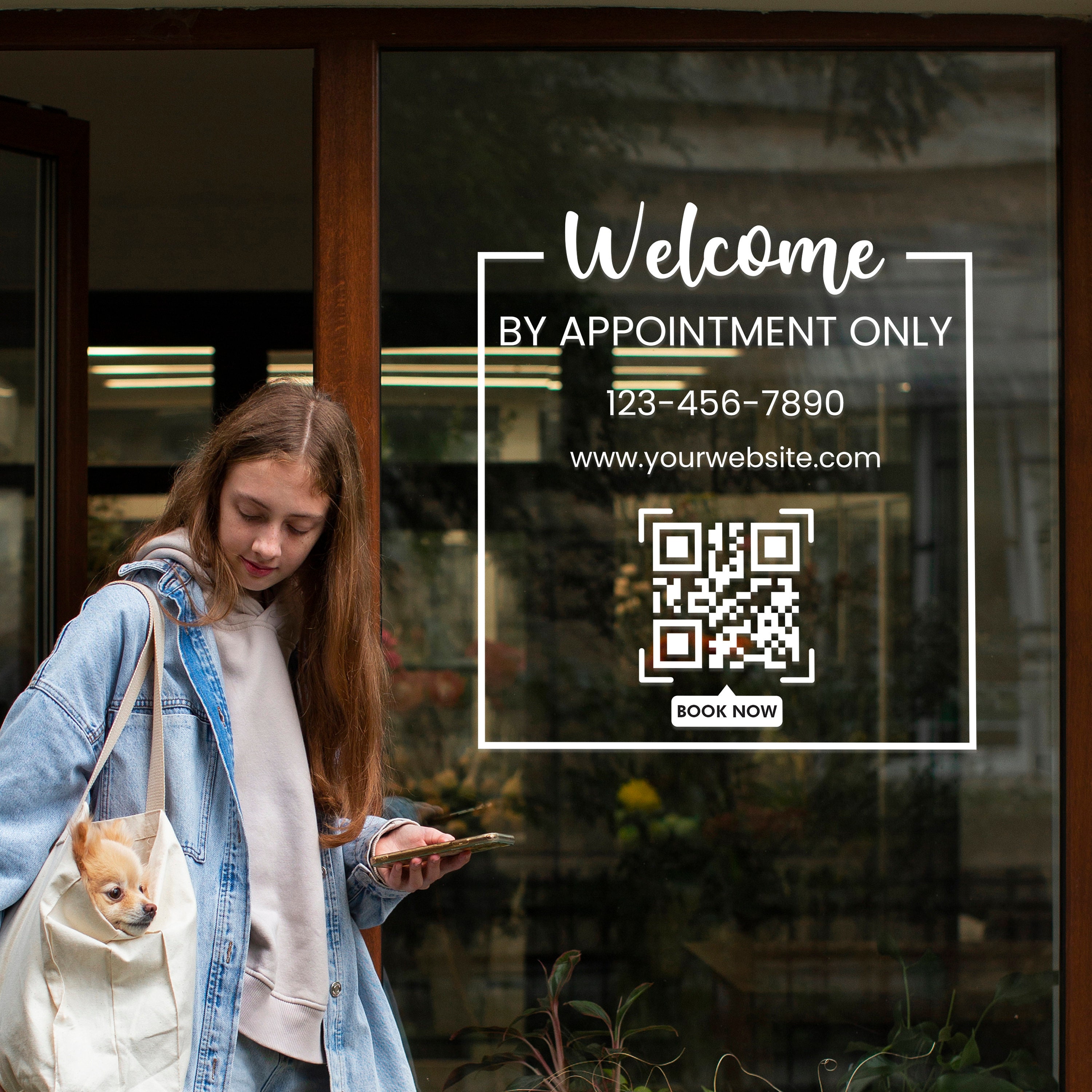 Custom QR Code Business Decal, Storefront Welcome Sign Static Window ...