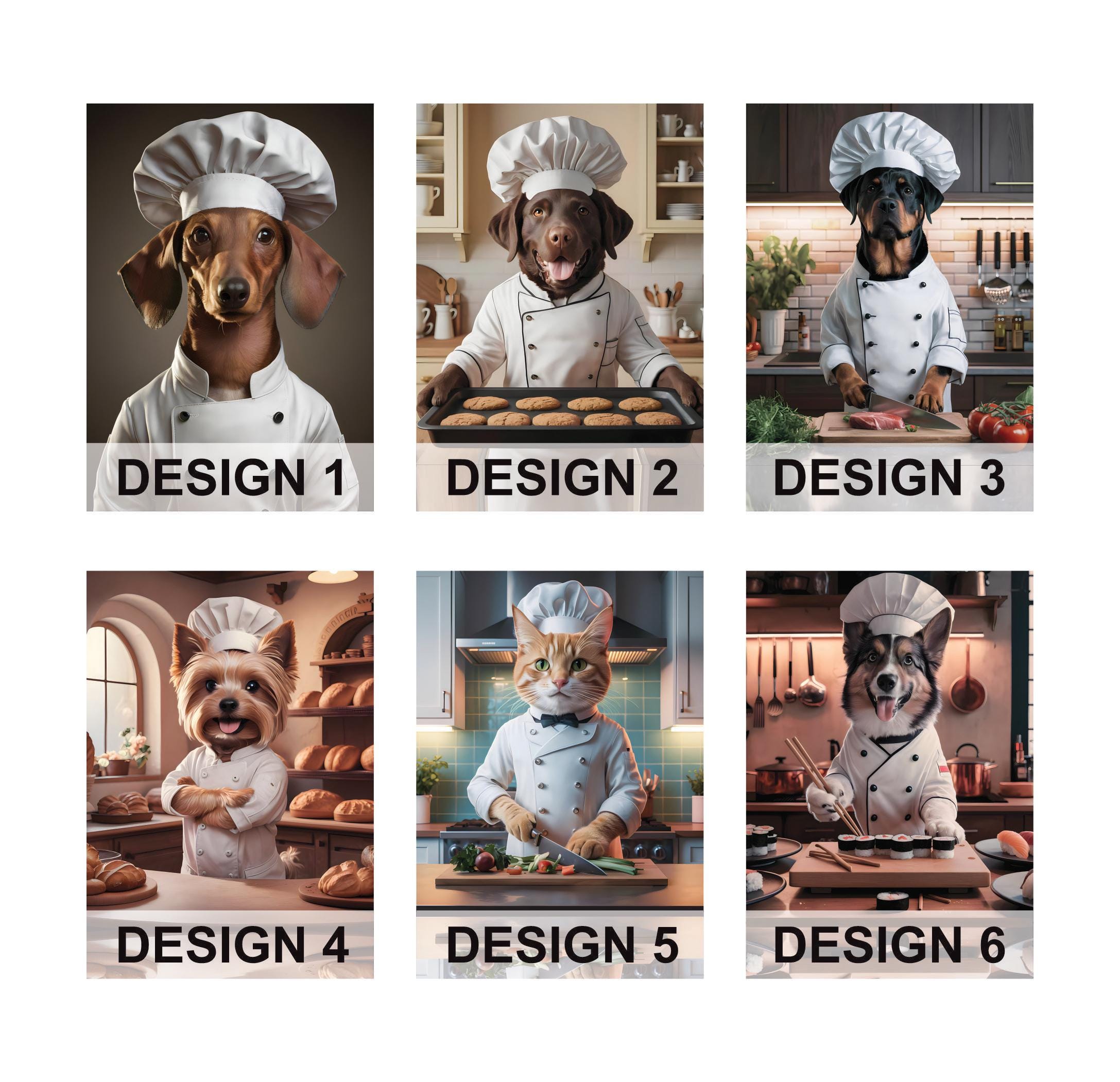 Personalized Chef Pet Portrait, Custom Dog or Cat Painting, Funny ...