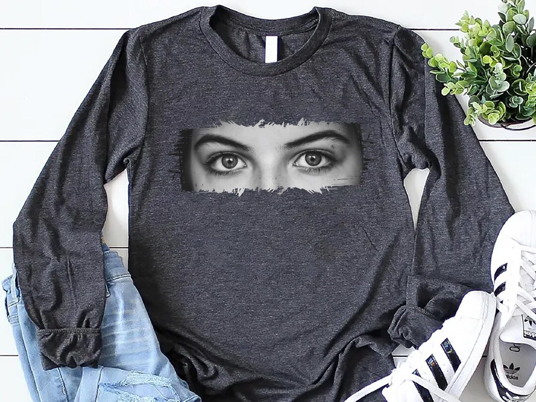 Custom Photo Human Eyes Long Sleeve Shirt, Personalized Girlfriend ...