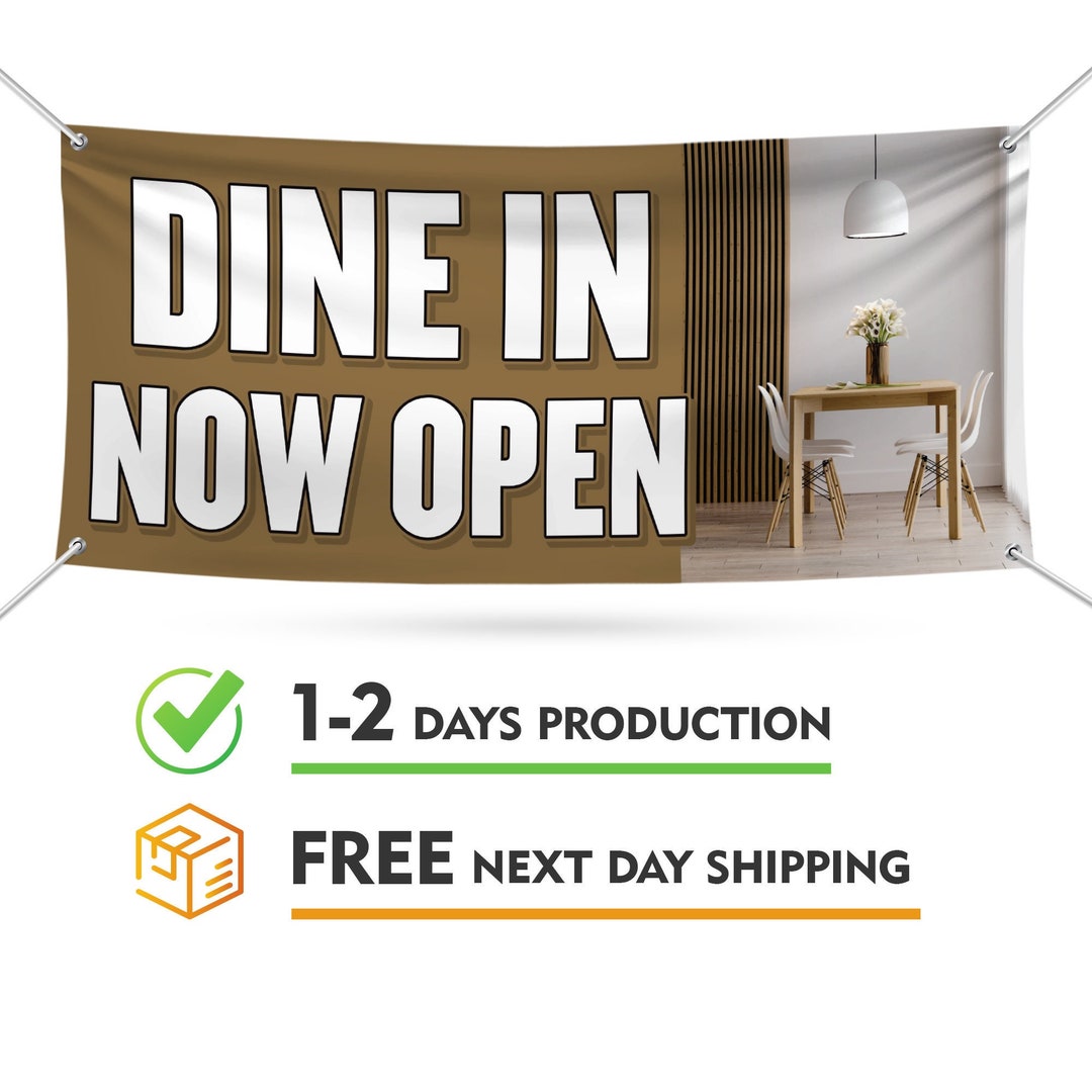 Dine in Now Open Banner Sign 13 Oz Heavy Duty Waterproof - Etsy
