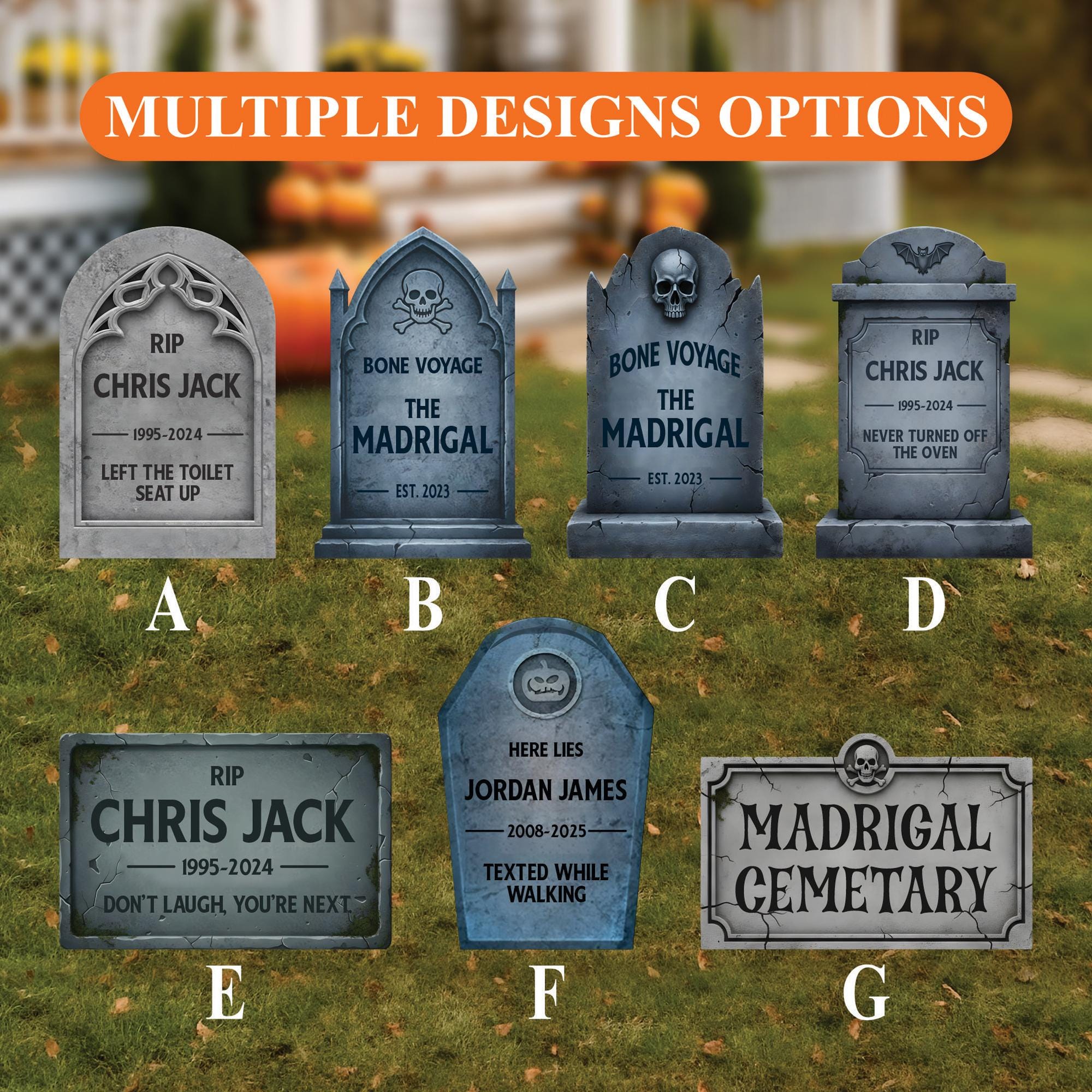Personalized Halloween Tombstone Yard Signs, Custom Graveyard ...