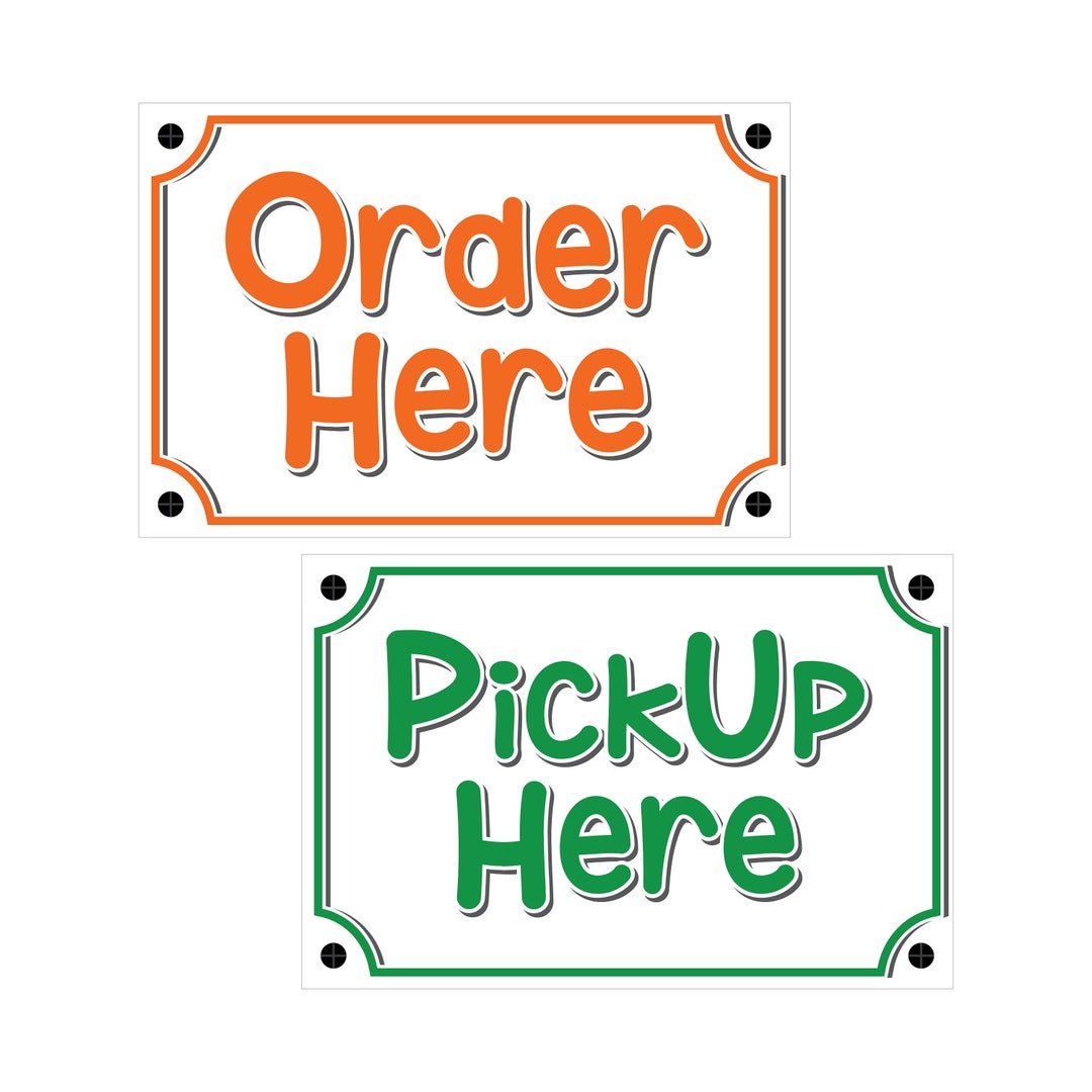 2 Pack Order Here and Pick up Here Sign 12" X 8", Easy to Mount PVC ...