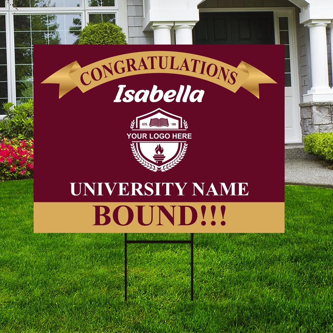 Personalized College Bound Yard Sign, College Logo Sign, Custom ...
