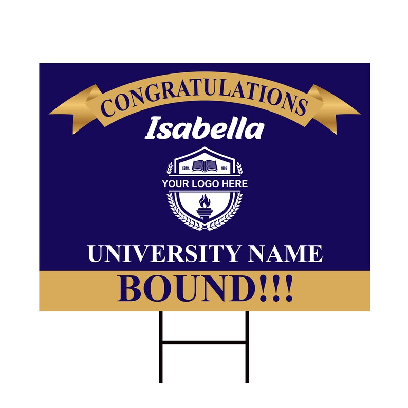 Personalized College Bound Yard Sign College Logo Sign - Etsy