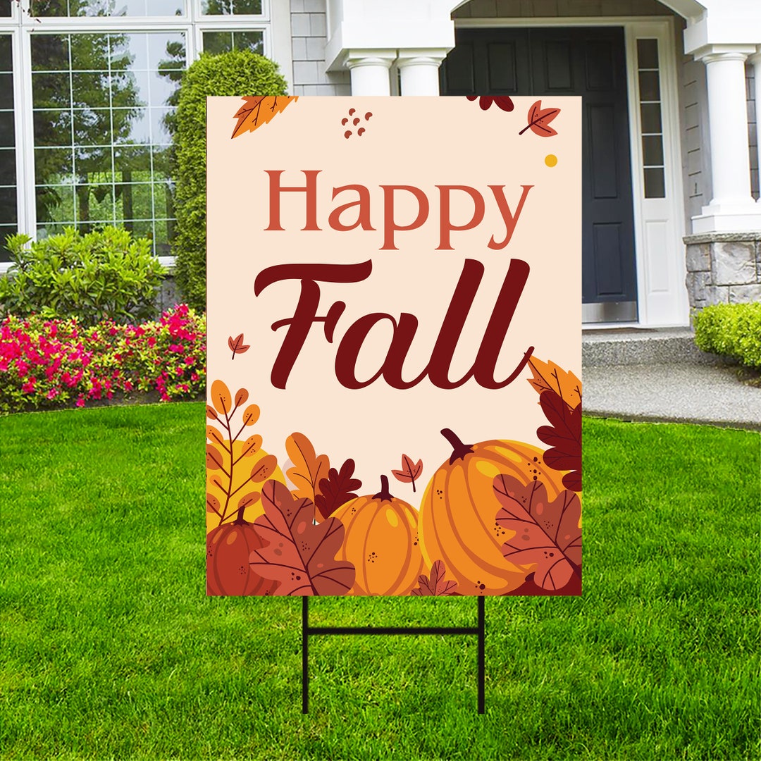 Happy Fall Yard Sign Harvest Fall Autumn Decor Pumpkins - Etsy
