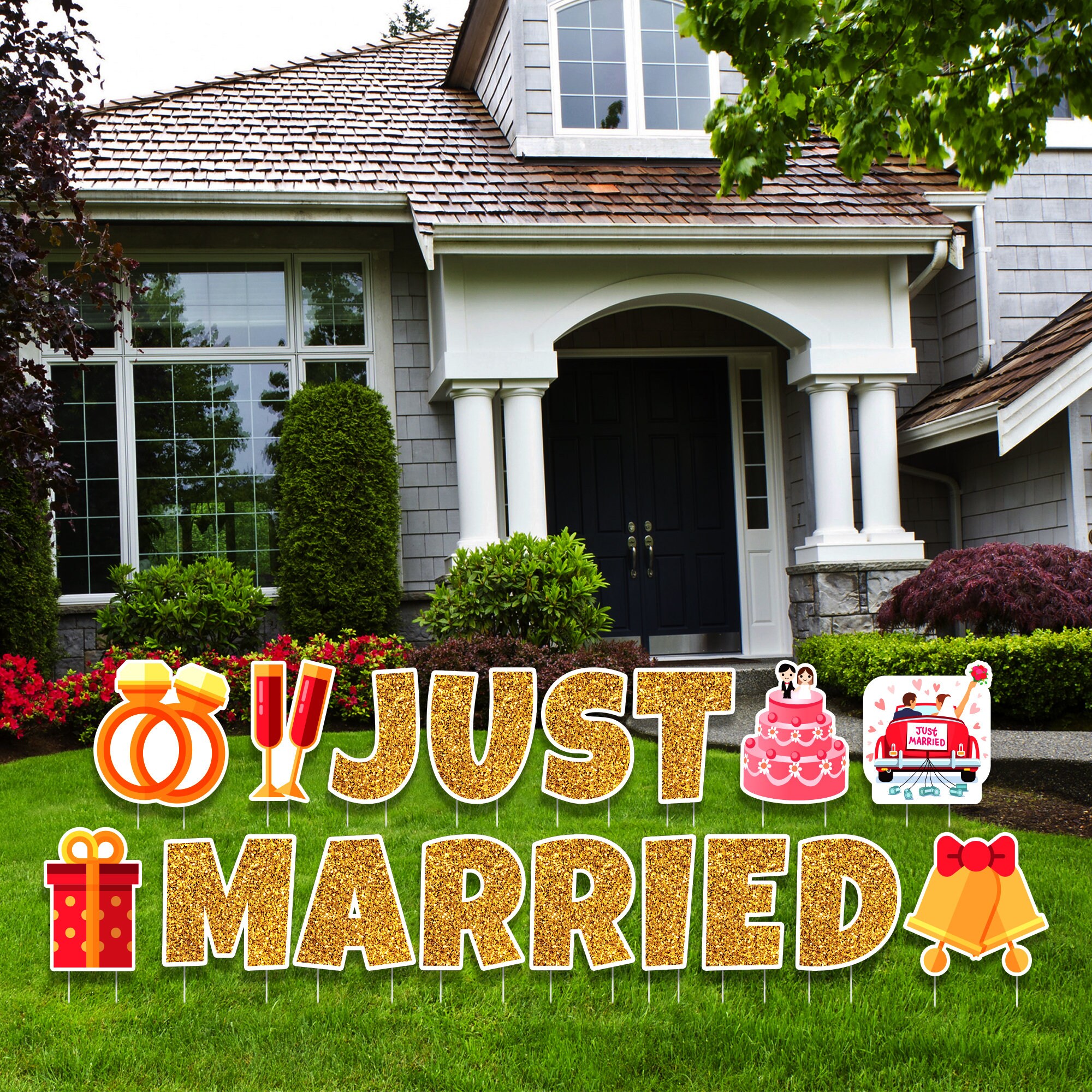 Just Married Yard Sign Letters - Just Married Yard Cutout for Wedding ...