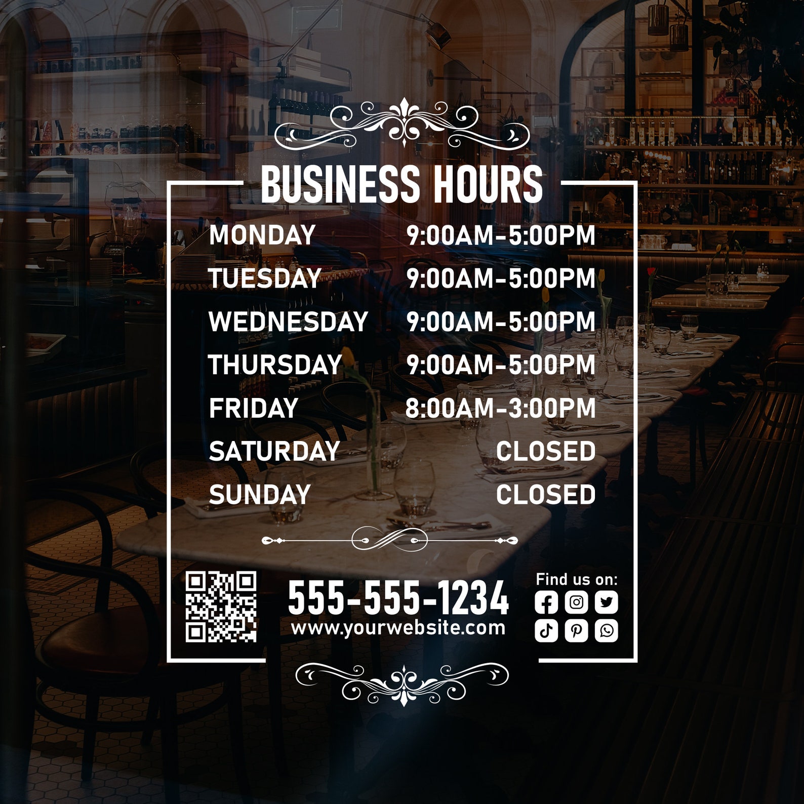 Store Hours Decal Business Hours Sticker Custom Clear | Etsy
