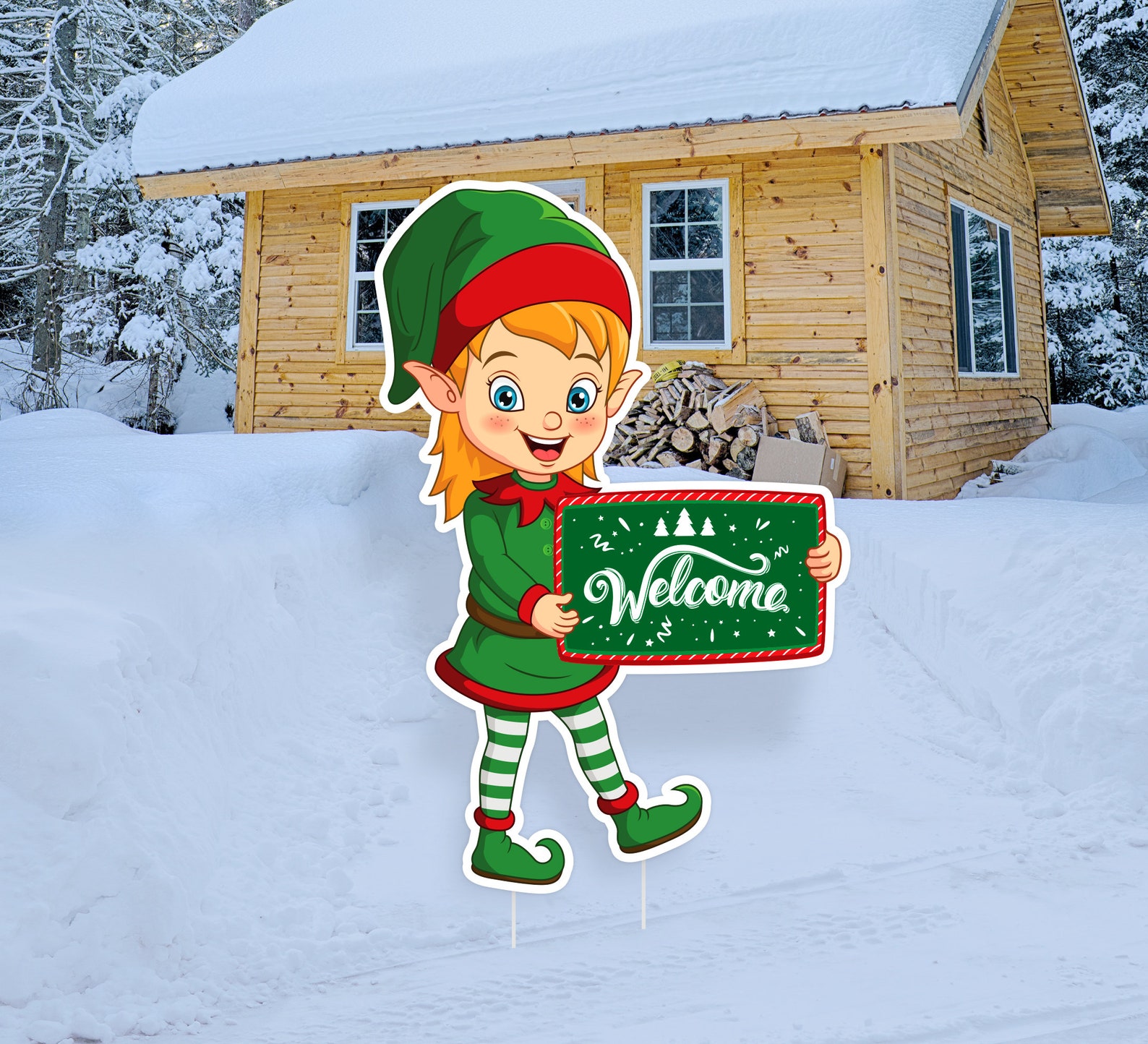 Elf Christmas Characters Yard Sign Cutouts Christmas Elf - Etsy