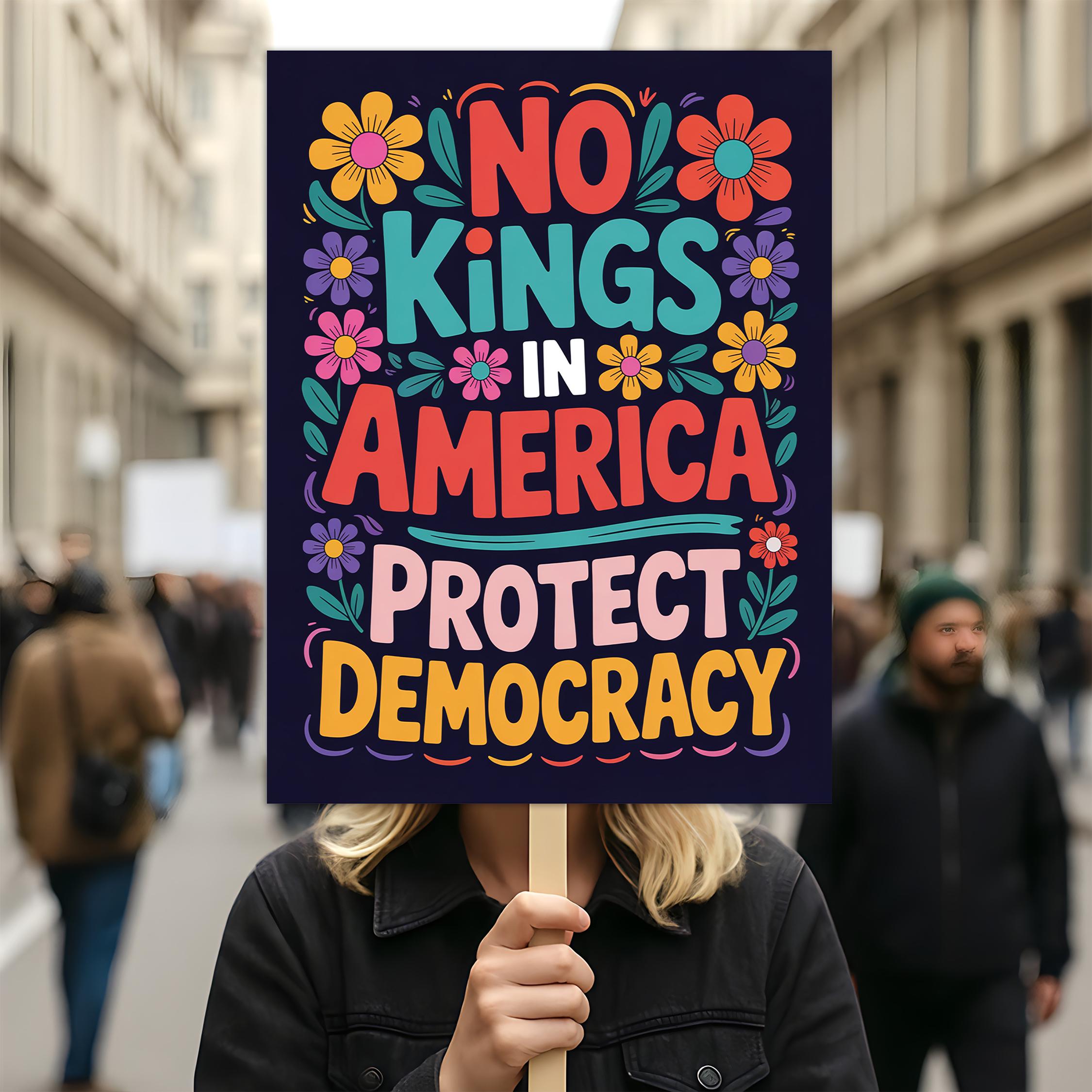 No Kings, No Dictators Protest Sign, Anti-trump Resistance, Political ...