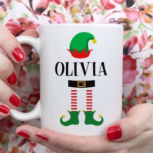 Personalized Christmas Coffee Mug, Customized Name Elf Mug, Xmas Coffee ...