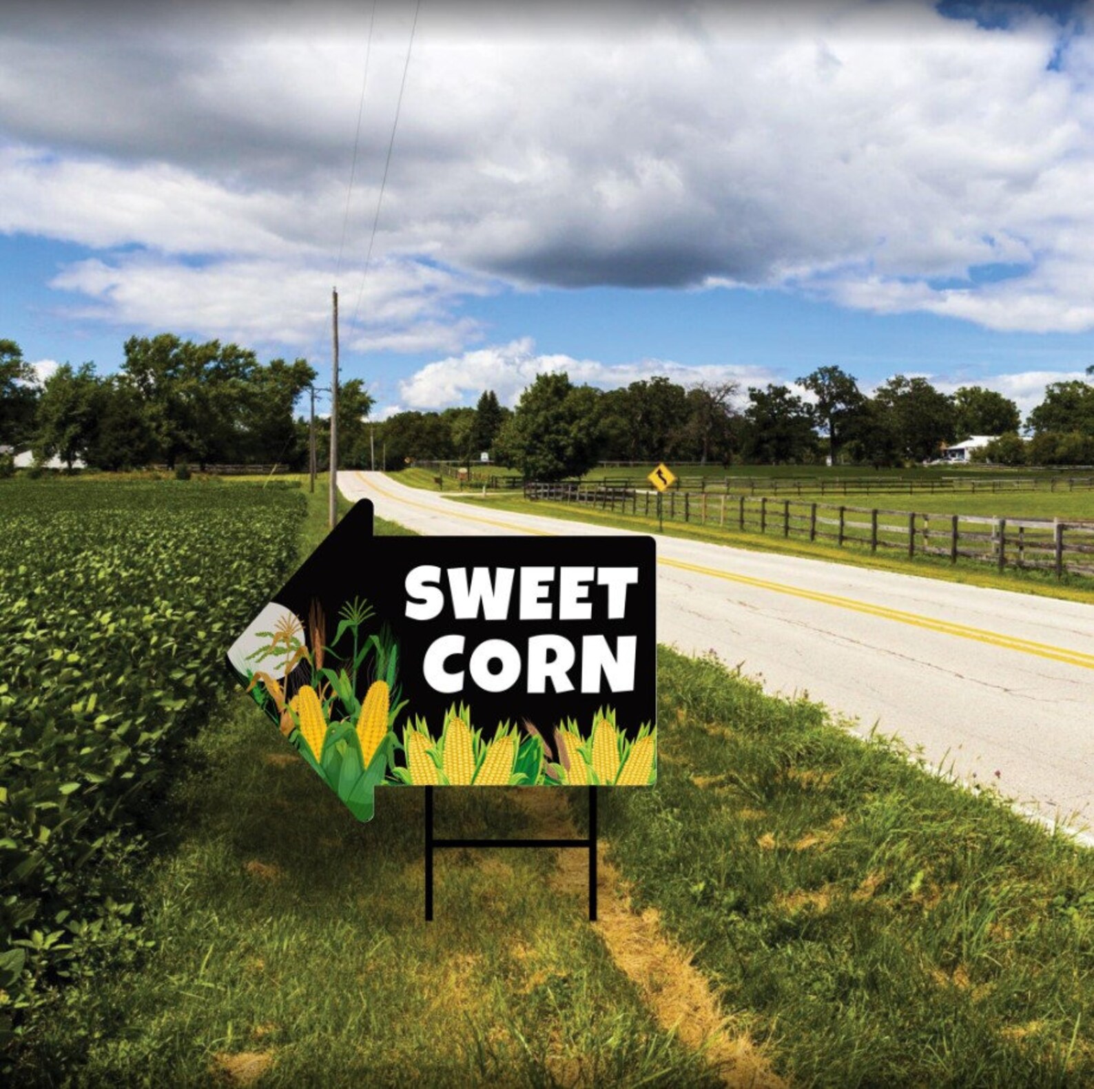 Sweet Corn Arrow Yard Signs 18" X 24", Double Sided Right and Left ...