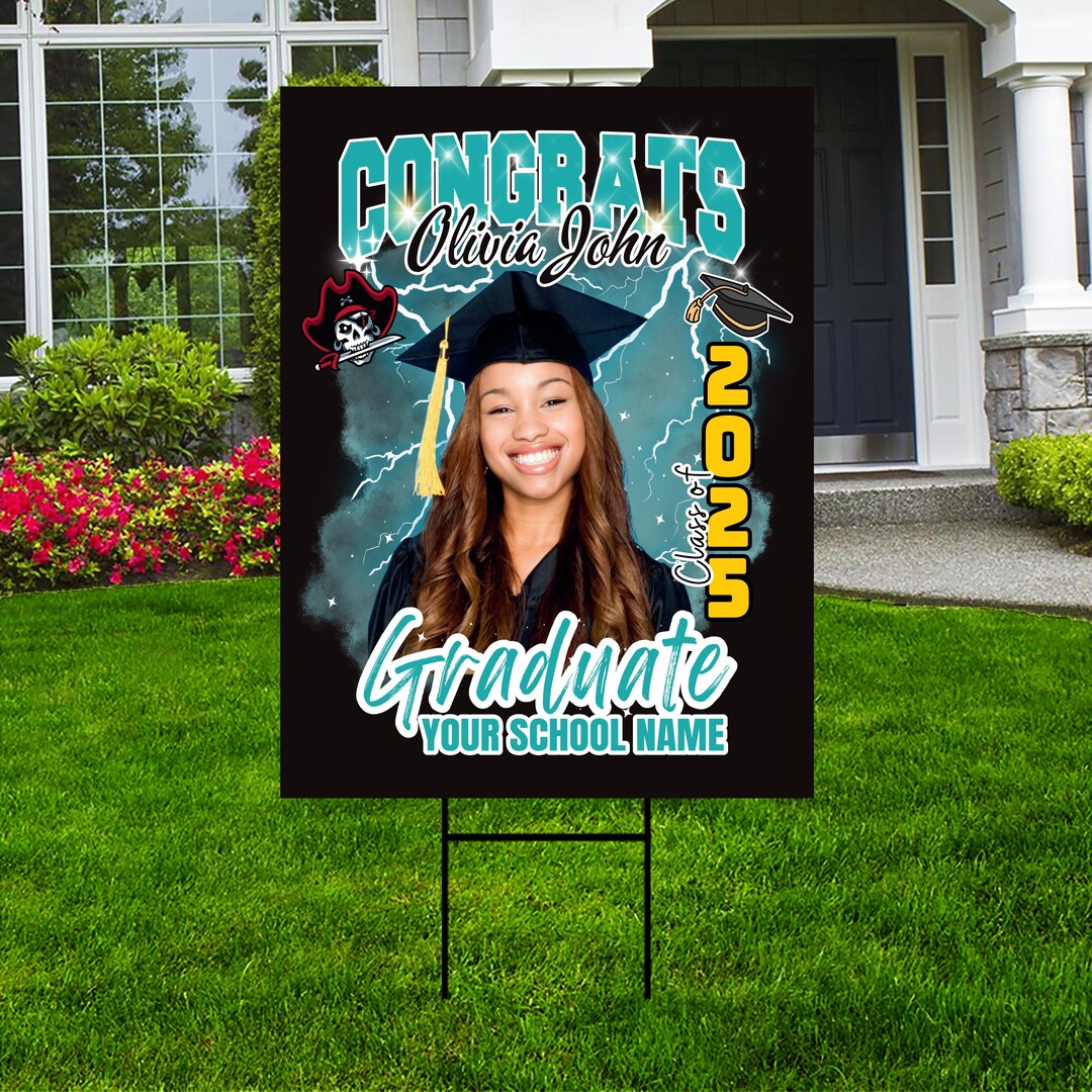Personalized Graduation Yard Sign 2025 With Photo - Graduation Lawn ...