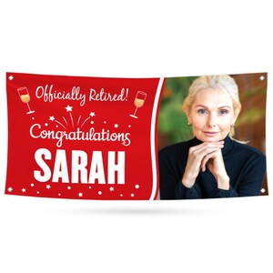 Retirement Personalized Banner Sign With Photo - 13 Oz Waterproof ...