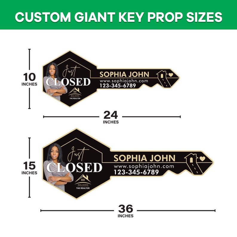 Personalized Real Estate Marketing Key Cutout Sign, Customized Realtor ...