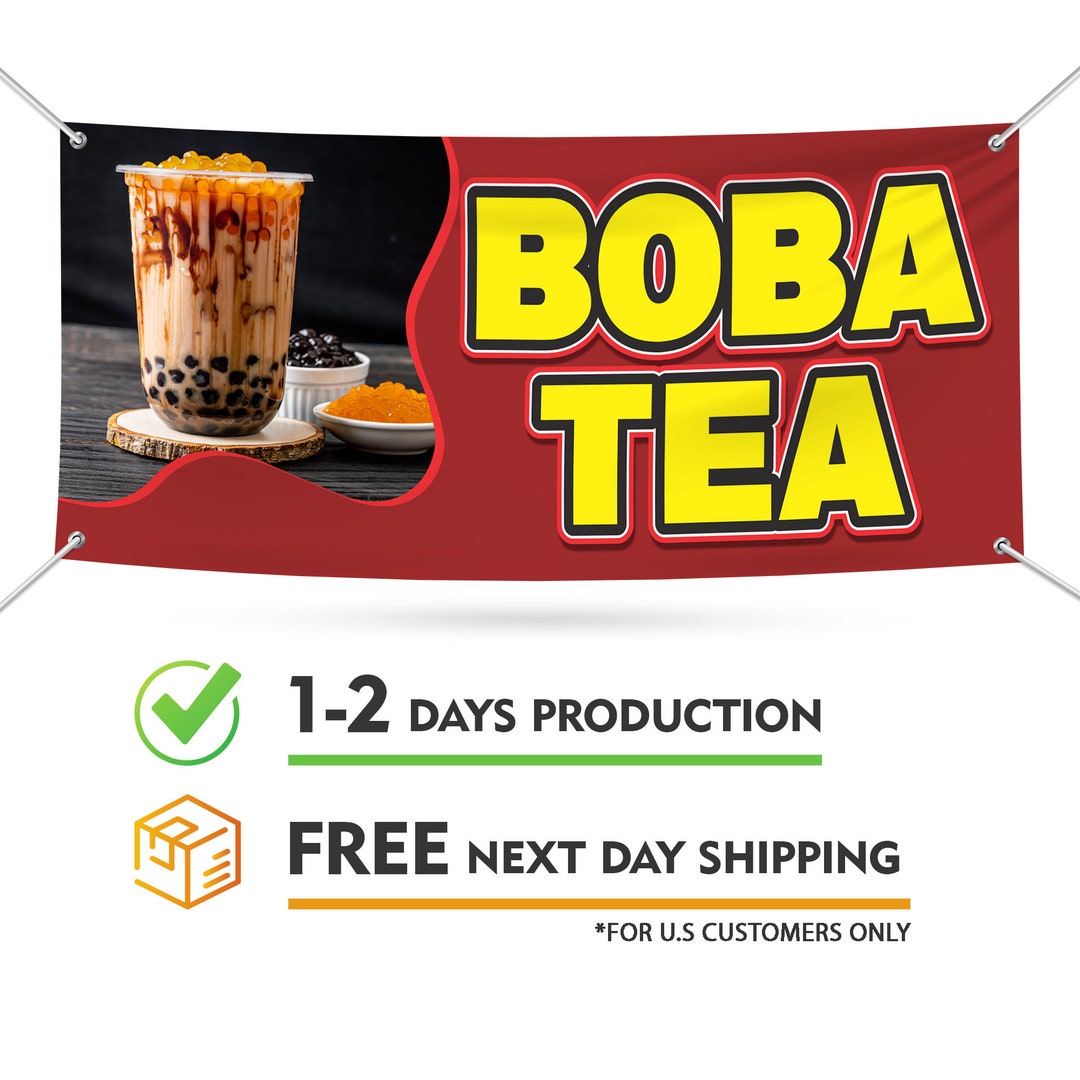 Boba Tea Banner Sign 13 Oz Heavy Duty Waterproof Boba Tea Vinyl Banner ...