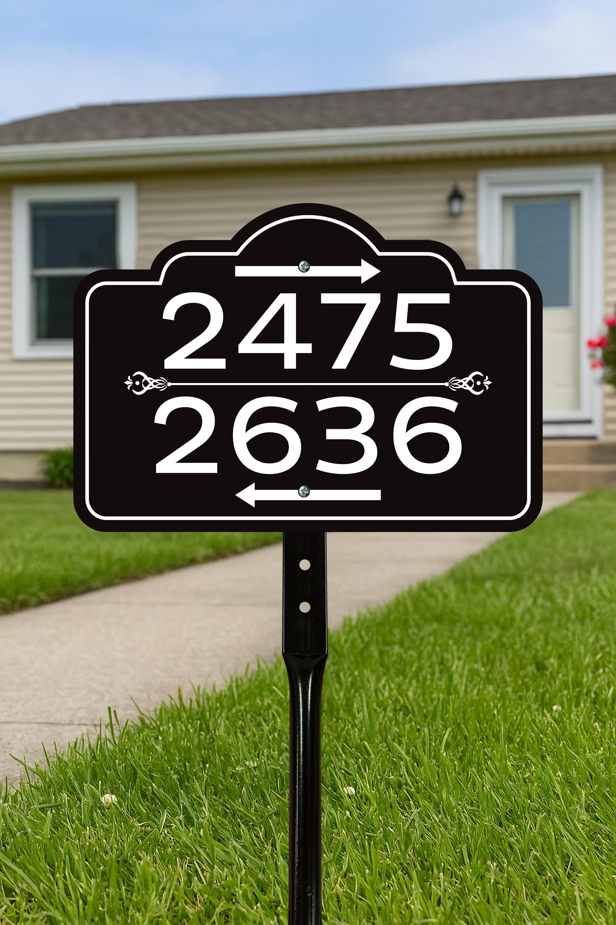 Custom House Number Yard Sign With Arrows, Multiple Address Directional ...