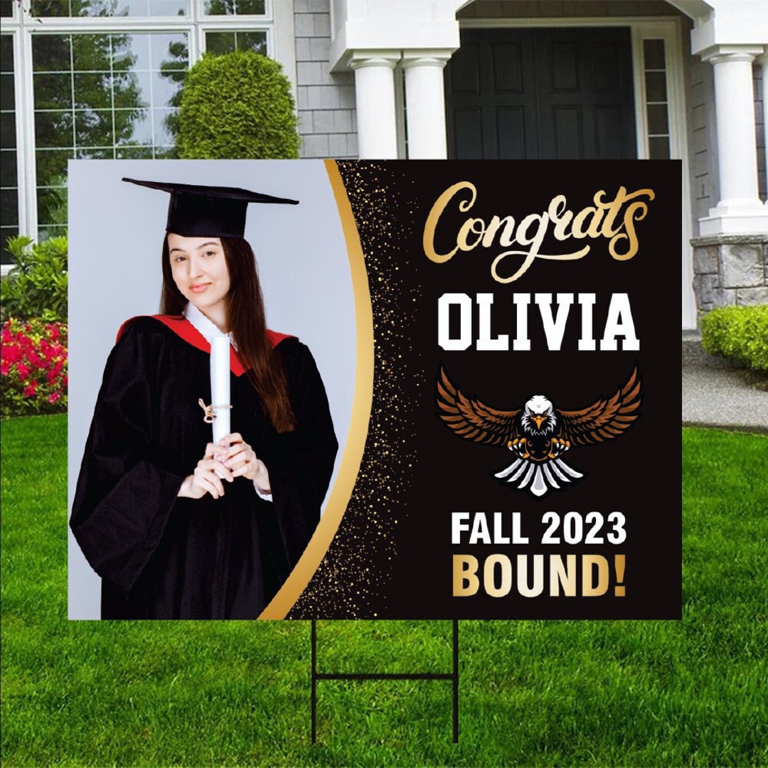 Personalized College Bound Yard Sign With Photo, College Logo Sign ...