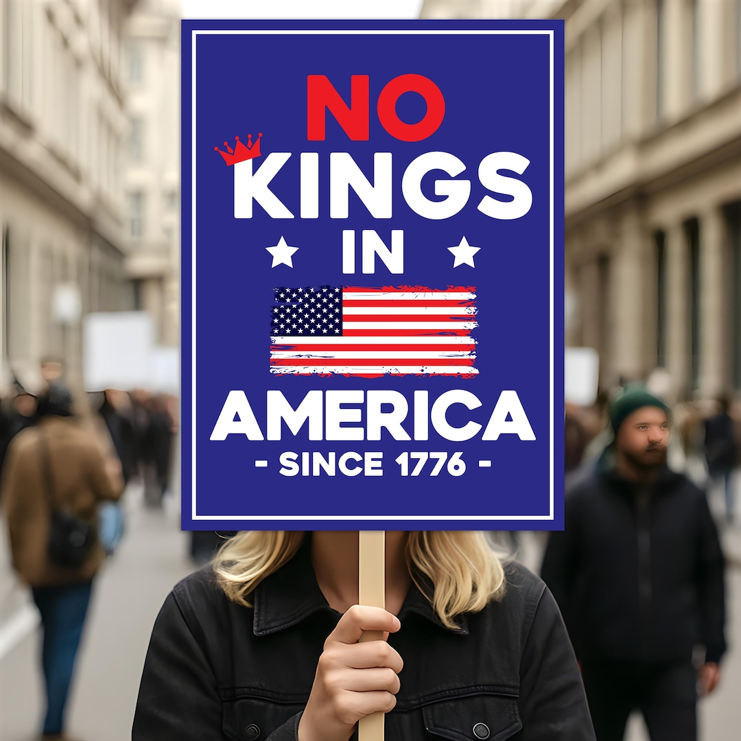 No Kings in America Protest Sign, Anti-trump Resistance, Political ...