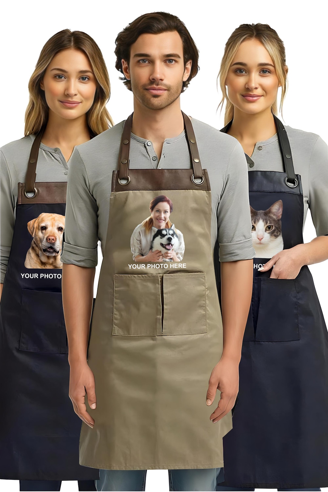 Custom Face Apron, Adjustable Neck Photo Apron, Full-length Cooking ...