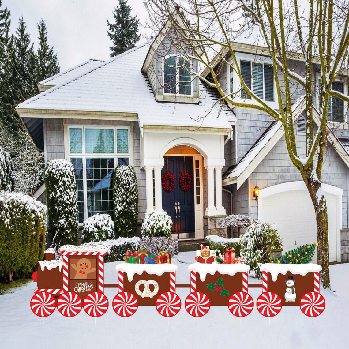 Christmas Train Yard Sign Cutouts, Christmas Theme Decorations ...