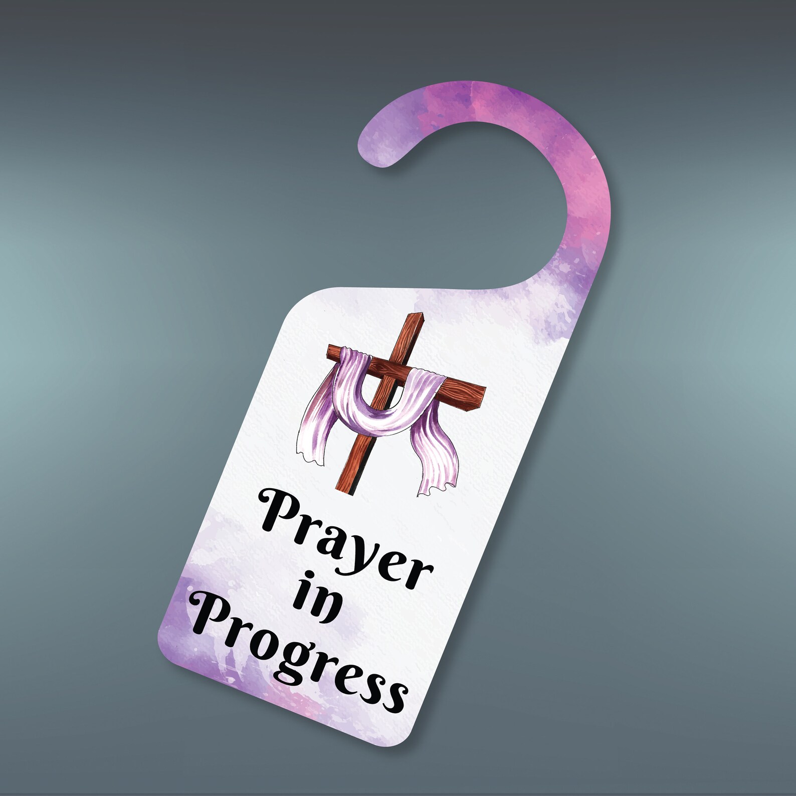 Prayer in Progress Religious Cross Door Hanger, Doorknob Sign, PVC Door ...