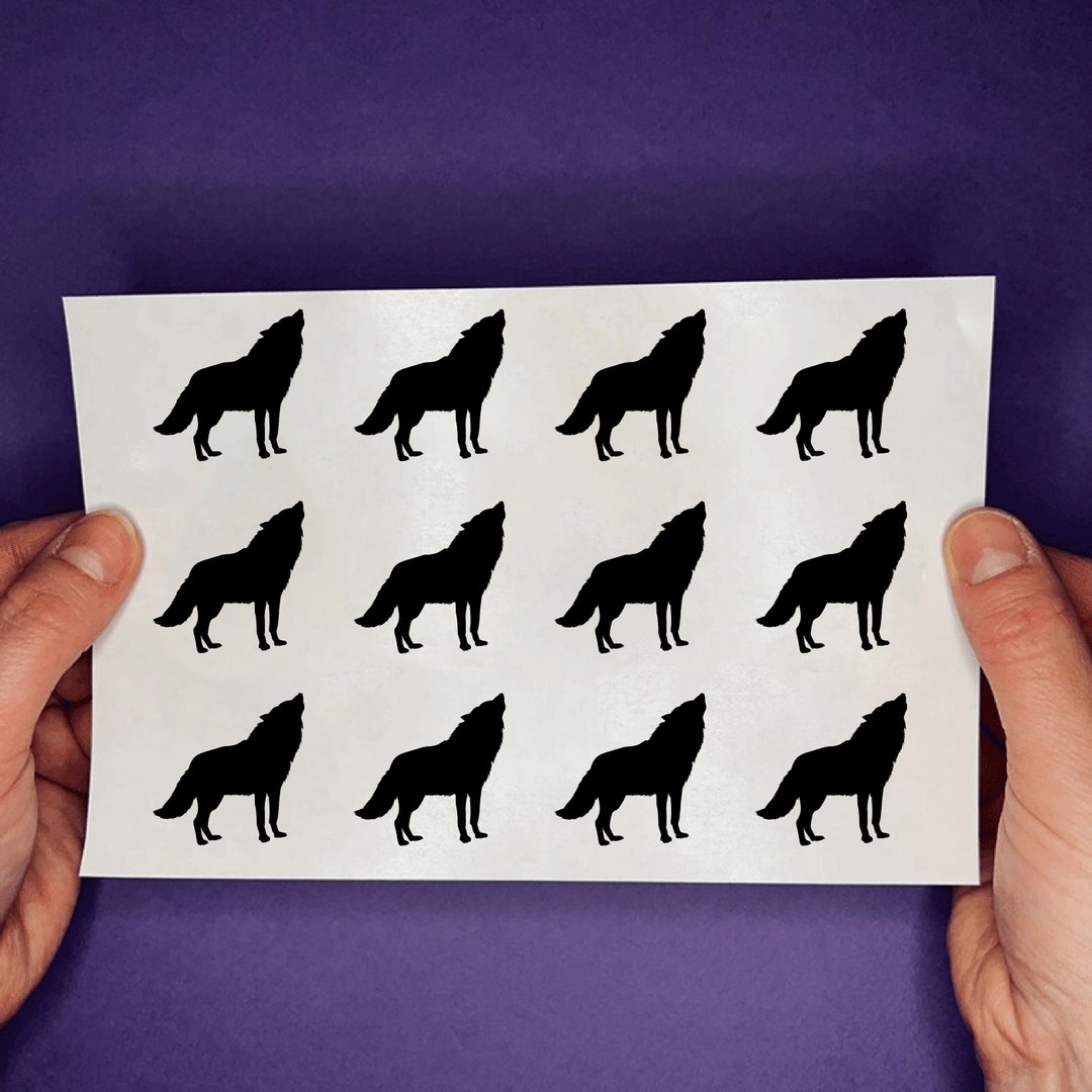 Personalized Howling Wolf Stickers, Custom Wolf Party Stickers ...