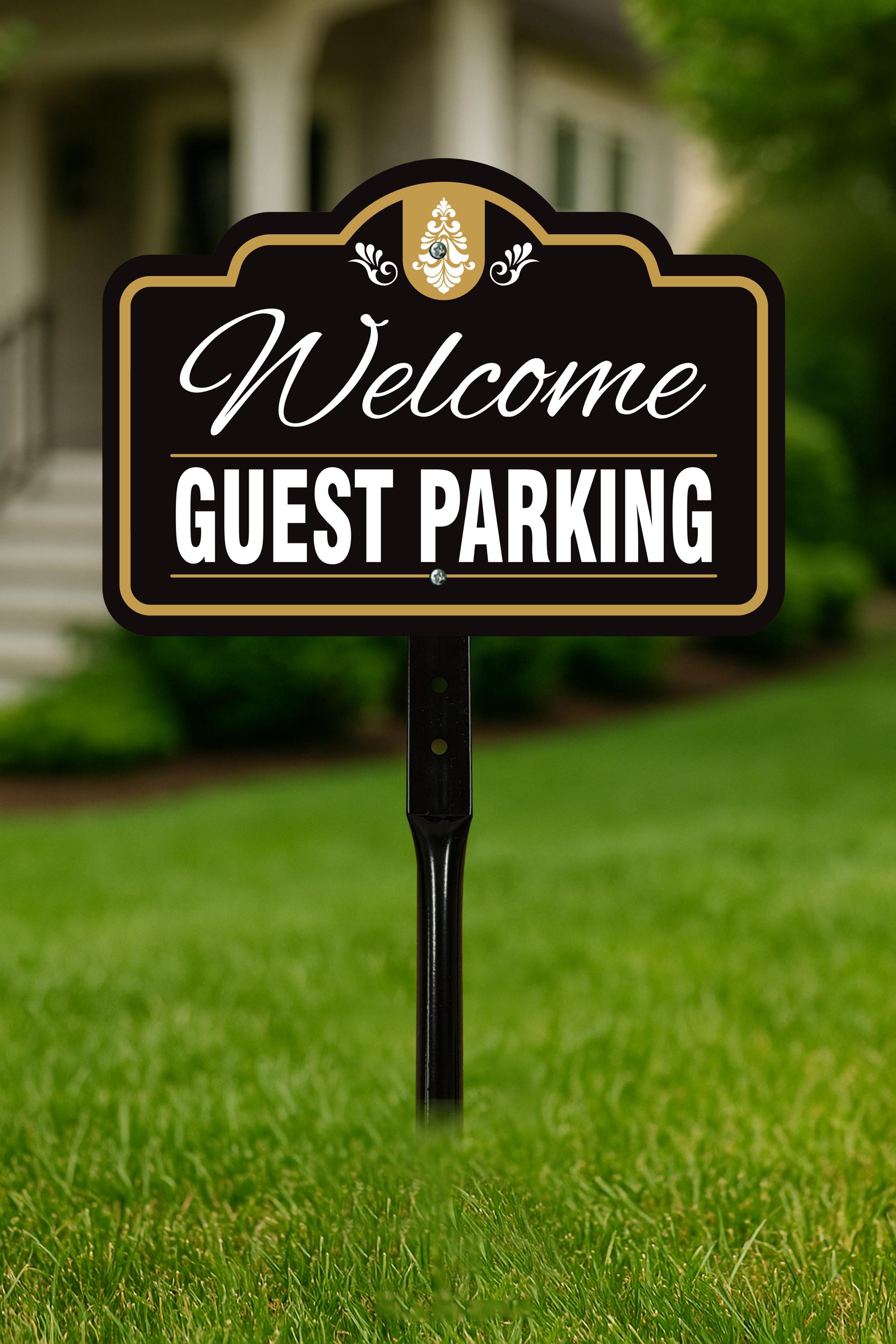 Guest Parking Only Yard Sign With 16" Stake, Rust-free Aluminum Parking ...