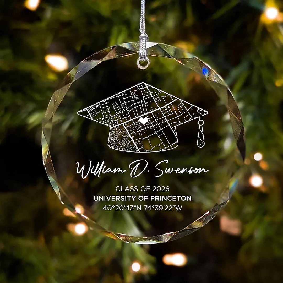 Personalized Campus Map Crystal Ornament, Custom University Keepsake ...