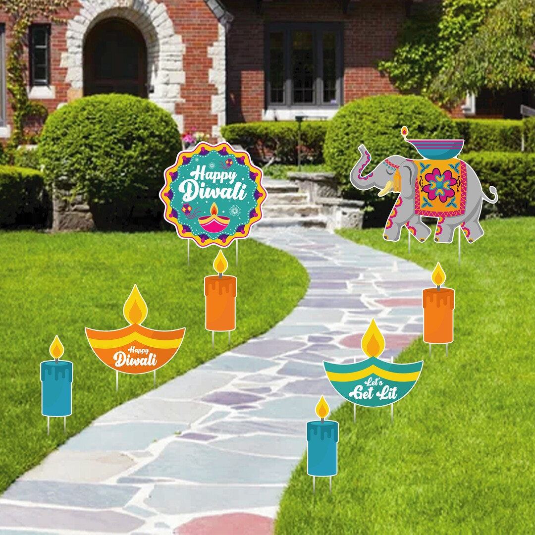 Happy Diwali Yard Sign Party Cutouts, Coroplast Indian Diwali Festival ...