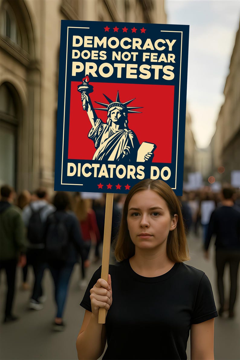 Statue of Liberty Protest Sign, Anti-trump, No Kings in America ...