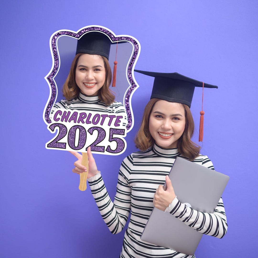 Custom Face Fans With Wooden Handle, Graduation Head, Grad Face Fans ...