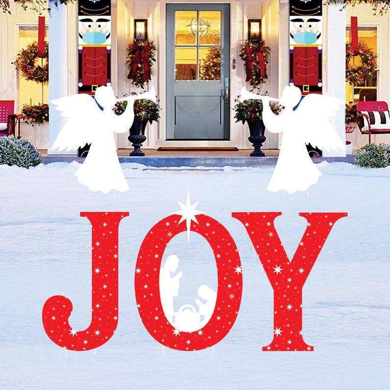 JOY Nativity Christmas Yard Sign, Outdoor Religious Lawn Decorations ...
