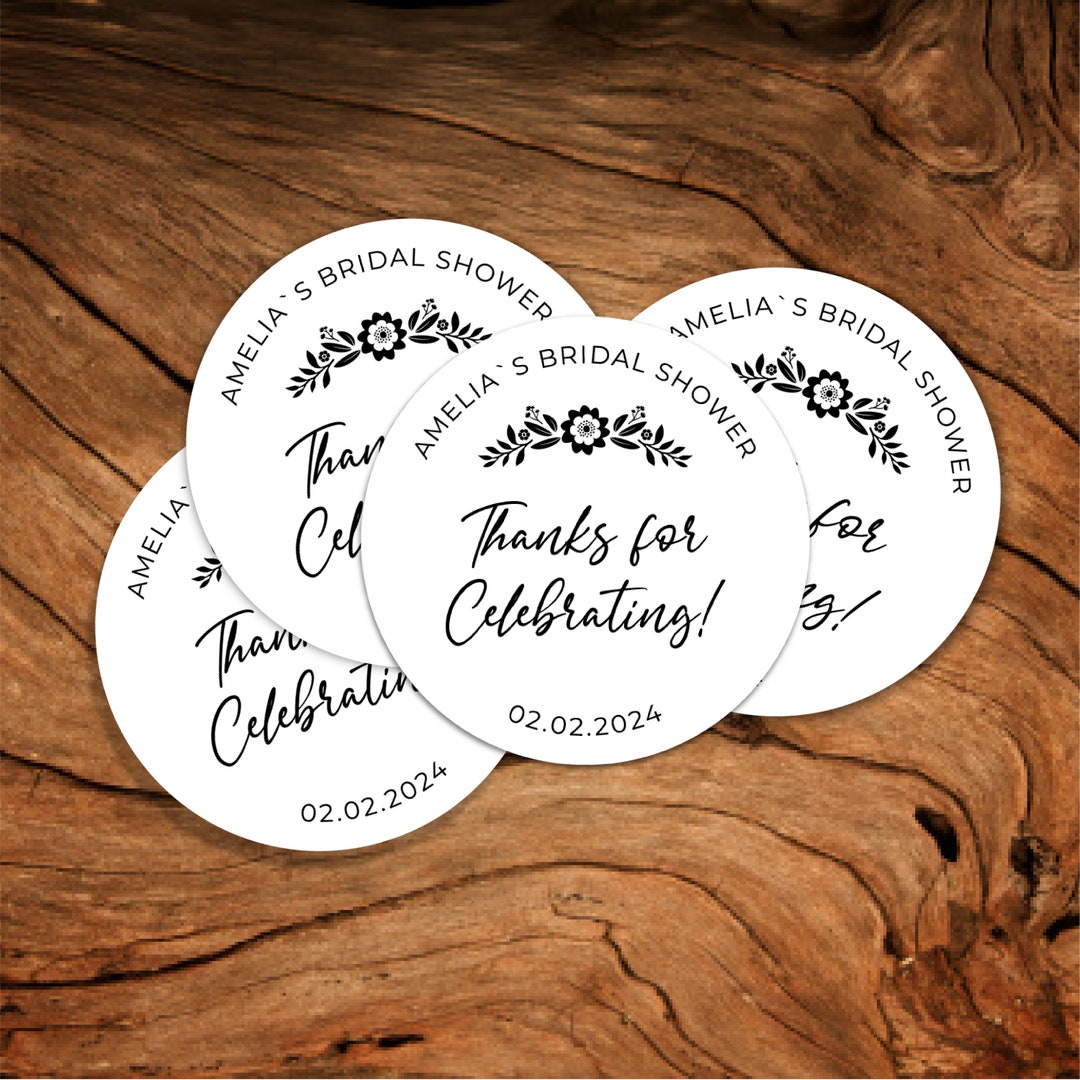 Personalized Bridal Shower Thank You Stickers, Custom Bridal Shower ...