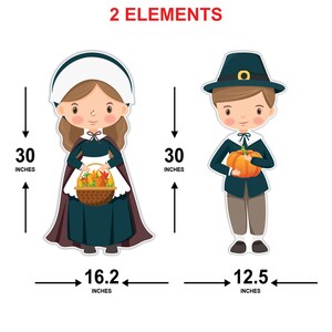 Happy Thanksgiving Pilgrims Boy Girl Yard Sign Cutouts, Pilgrim, Autumn ...