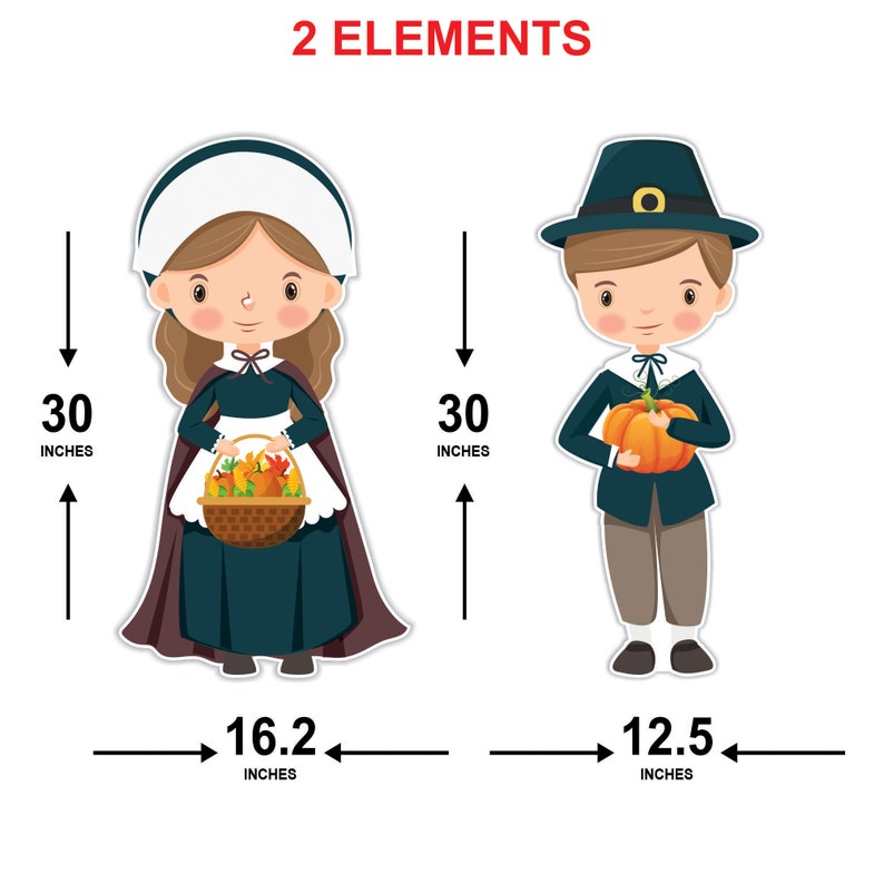 Happy Thanksgiving Pilgrims Boy Girl Yard Sign Cutouts, Pilgrim, Autumn ...