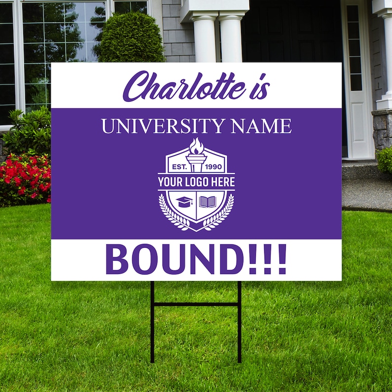 Personalized College Bound Yard Sign College Logo Sign - Etsy