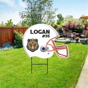Personalized Football Helmet Yard Sign 24" X 18", Custom Name, Number ...