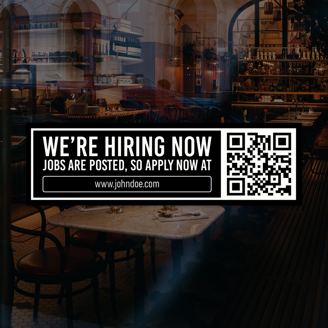Custom Now Hiring QR Code Business Decal, Design Your Own QR Code ...