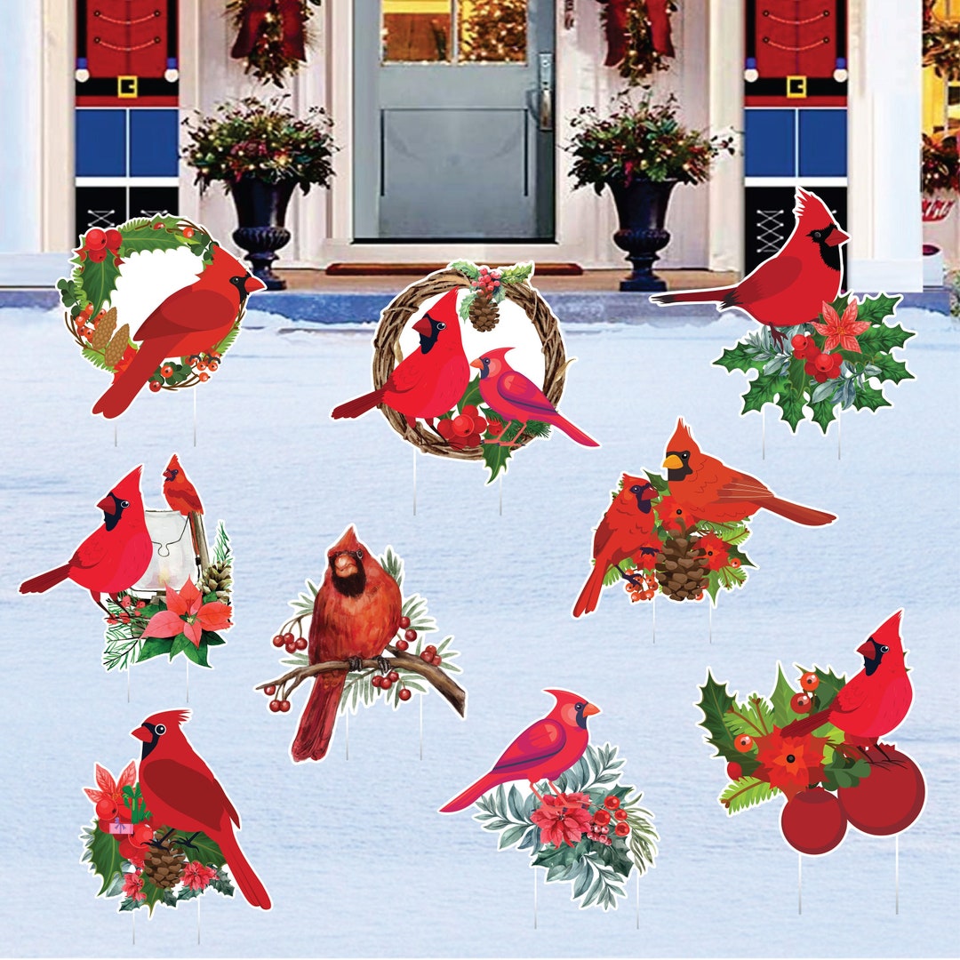 Cardinal Christmas Yard Signs - Festive Outdoor Lawn Decorations With ...