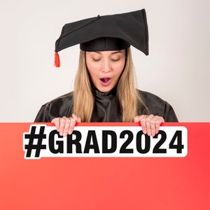 Personalized Hashtag 2024 Graduation Sign, PVC Custom Any Text Cutout ...