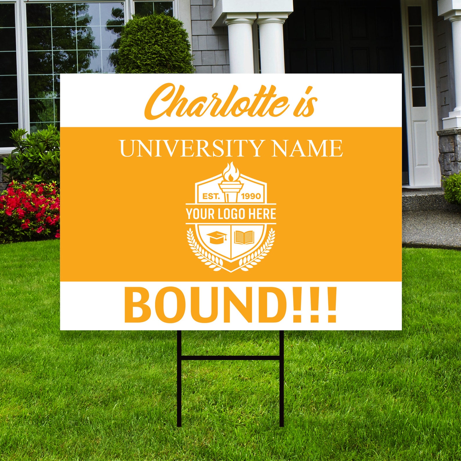 Personalized College Bound Yard Sign, College Logo Sign, Custom ...