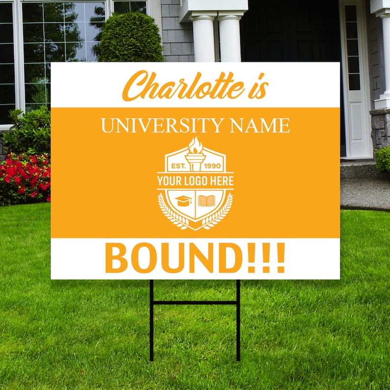 Personalized College Bound Yard Sign College Logo Sign - Etsy